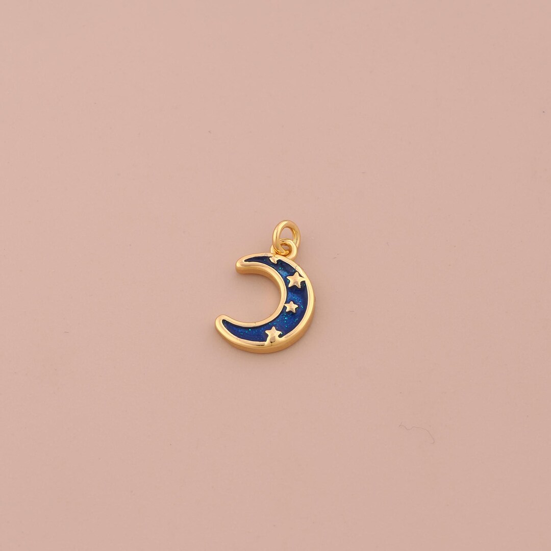 18K Gold Filled Moon Star Charms,gold Enamel Celestial Pendant for DIY ...