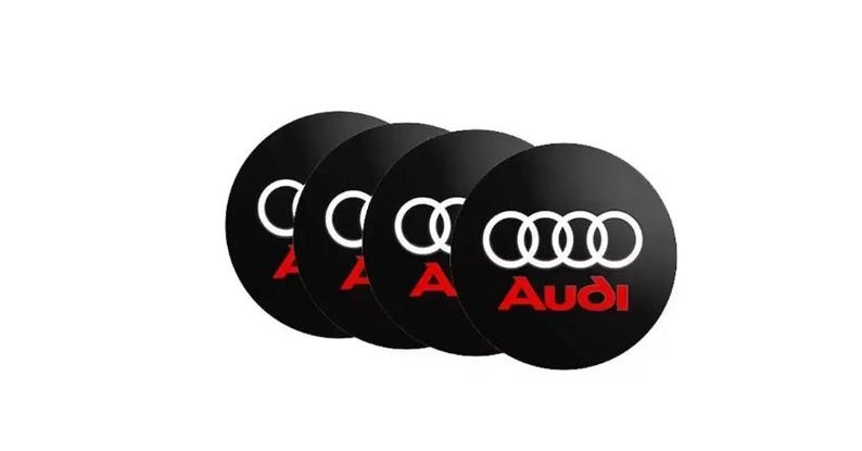 60mm Black With Red Sign Wheel Center Cap Stickers 4pcs for Audi A3 A4 ...