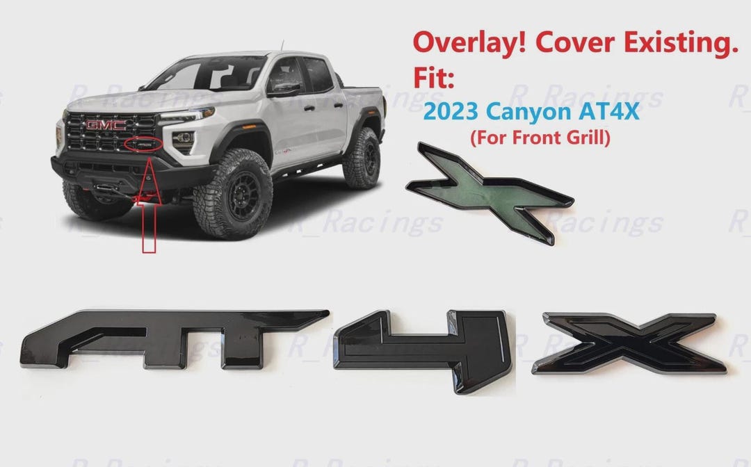 1PC Gloss Black Front Grill AT4X OVERLAY Emblems 2023-2024 Canyon AT4X ...
