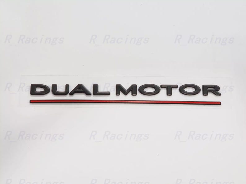 Matte Black Red DUAL MOTOR Emblem Badge Fit for Tesla Model 3/Y Rear ...