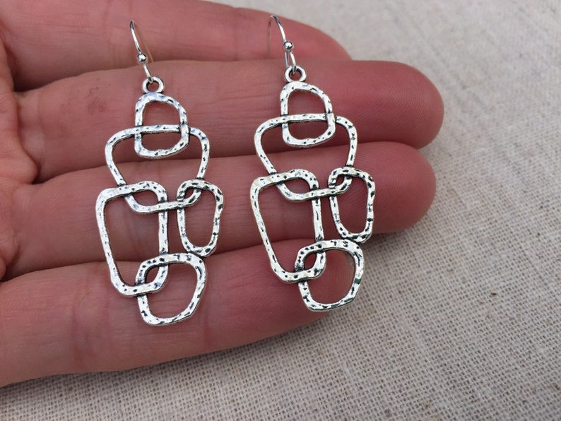 Silver Geometric Earrings - Modern Silver Earrings - Minimalist ...