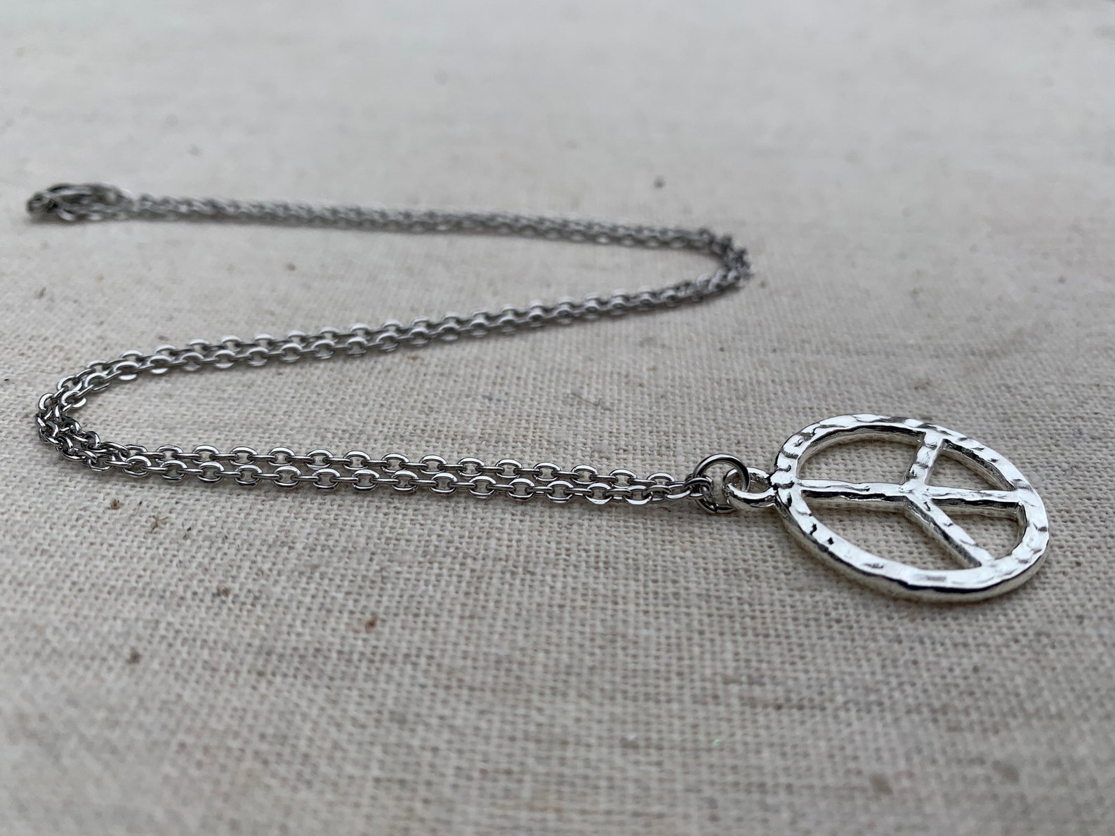 Peace Sign Necklace - Silver Peace Necklace - Peace Sign Gifts - Peace ...