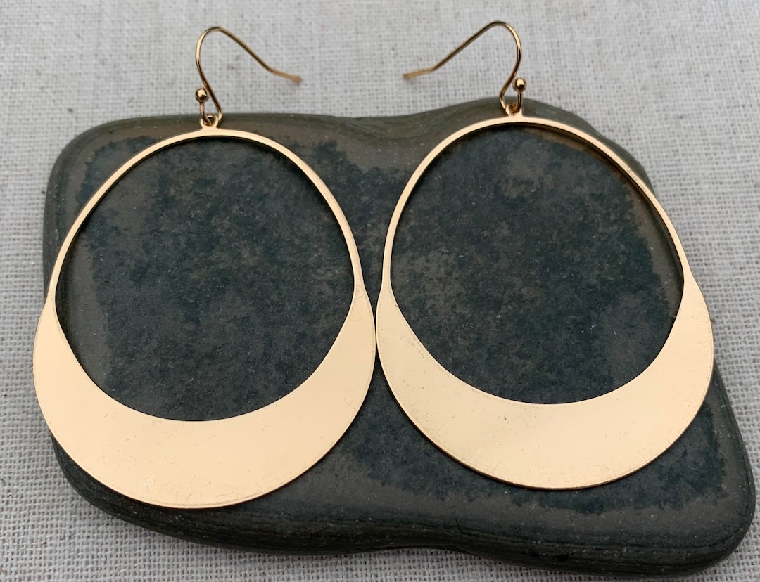 Big Gold Dangle Earrings - Modern Gold Hoops - Gold Statement Earrings ...