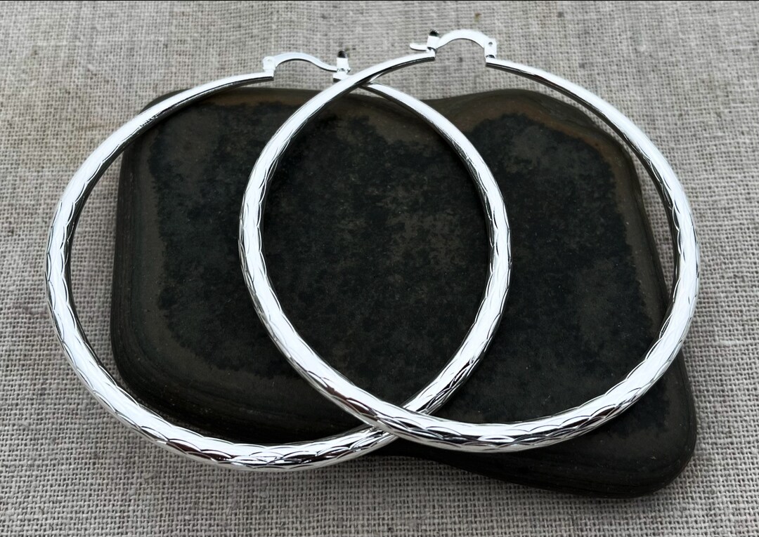 Large Hoop Earrings - Big Silver Hoops - Huge Round Hoops - Statement ...