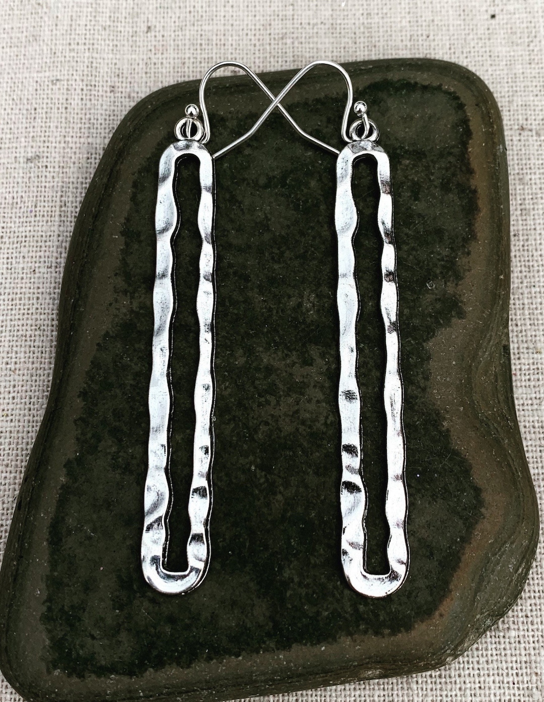 Long Silver Earrings - Modern Drop Earrings - Silver Minimalist ...