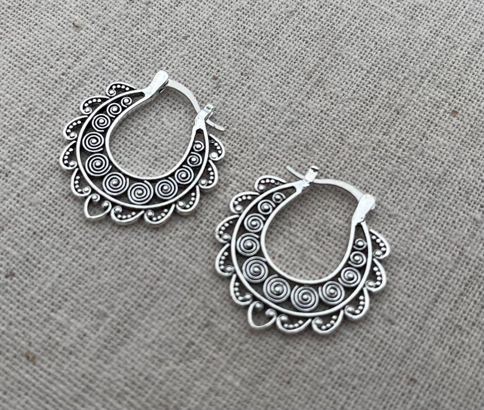 Dainty Silver Boho Hoops - Small Bohemian Hoop Earrings - Little Silver ...