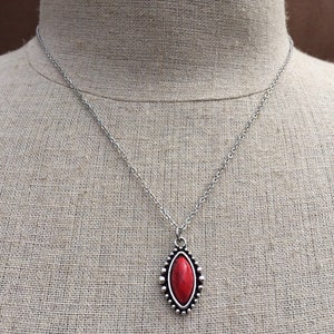 SALE Red Stone Necklace Turquoise Necklace Red Jewelry Gifts Red ...