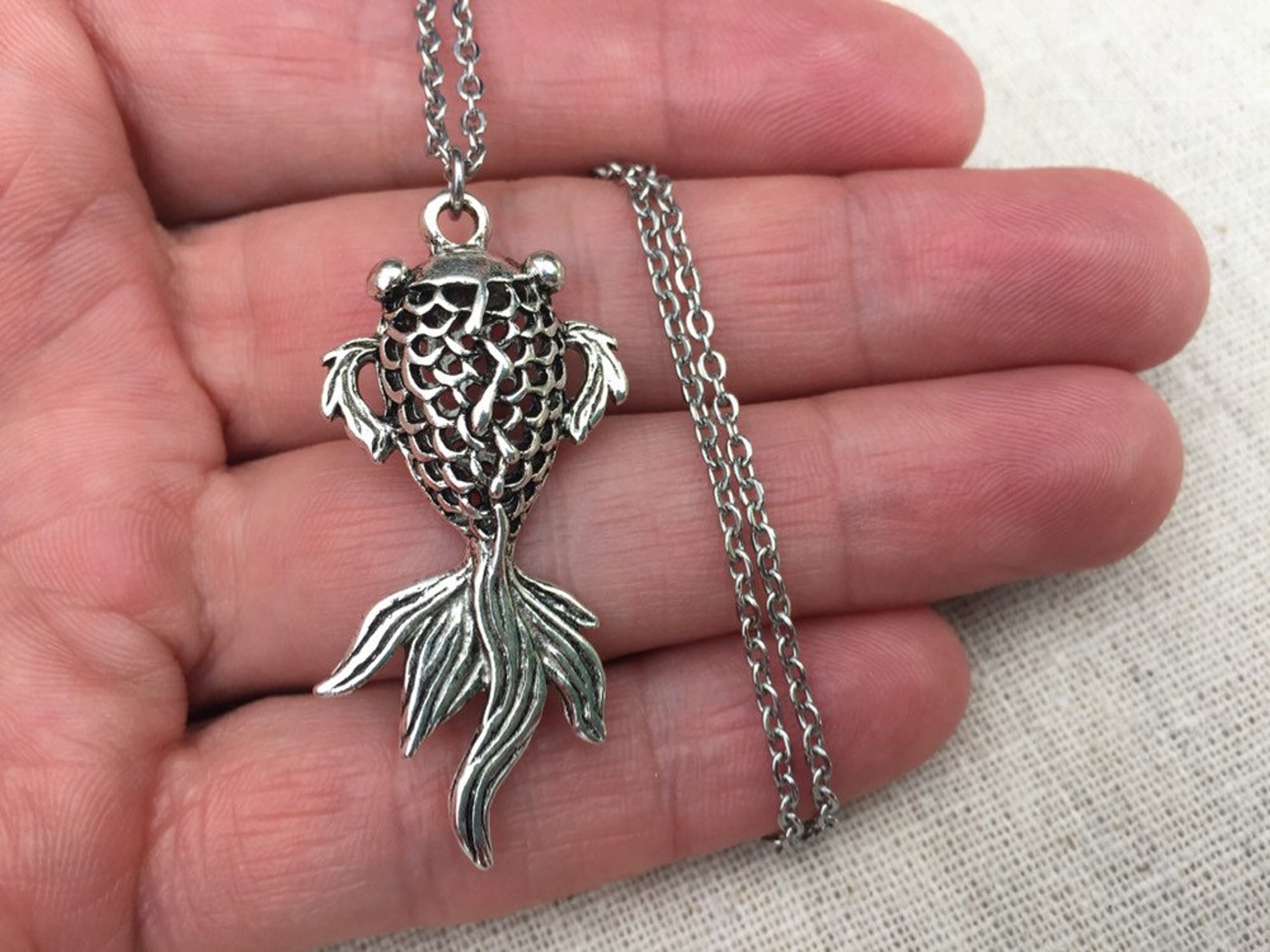 SALE Koi Fish Necklace Silver Fish Necklace Unique Fish - Etsy