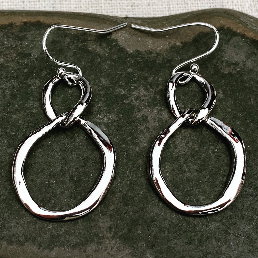 SALE Dangle Circle Earrings Geometric Silver Earrings Modern Drop ...