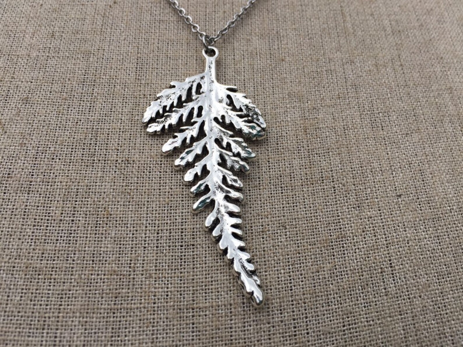SALE Fern Leaf Necklace Big Fern Jewelry Silver Fern - Etsy