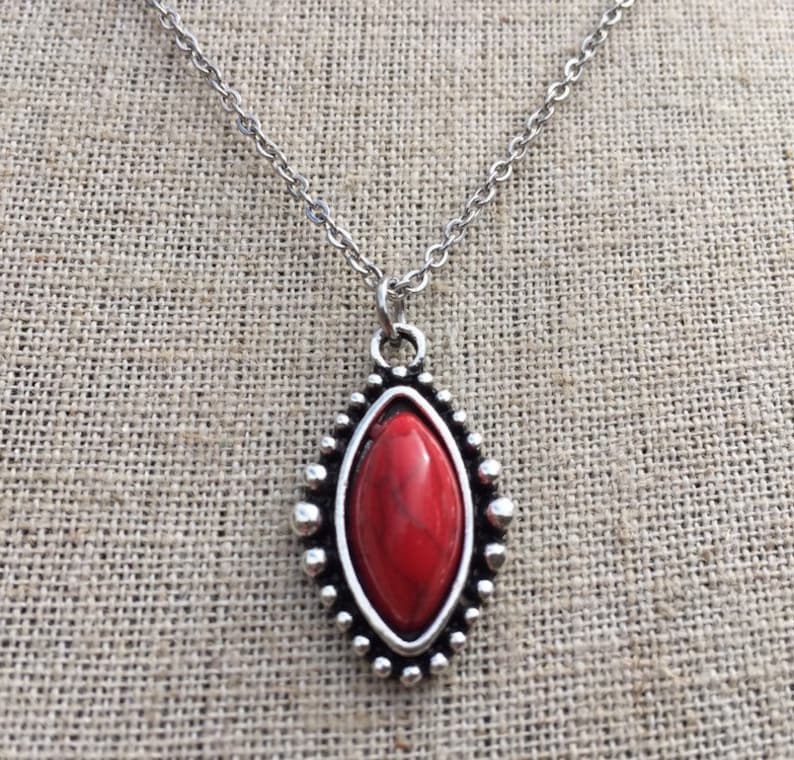 SALE Red Stone Necklace Turquoise Necklace Red Jewelry - Etsy