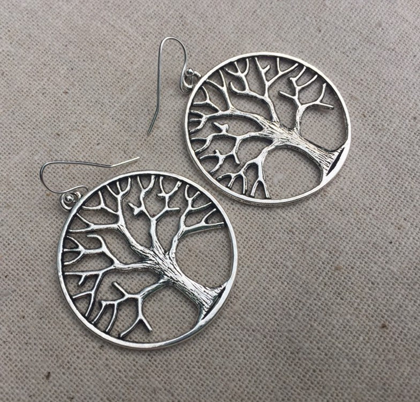 SALE Large Tree Earrings Big Silver Tree Earrings - Etsy
