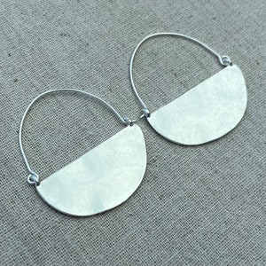 Silver Half Moon Hoops - Hammered Silver Hoops - Modern Hoop Earrings ...