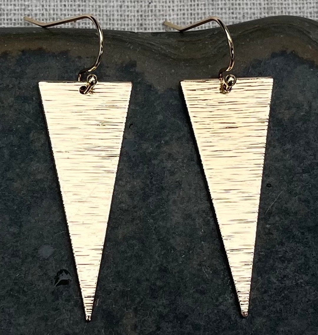 Gold Triangle Earrings - Modern Gold Earrings - Gold Geometric Earrings ...