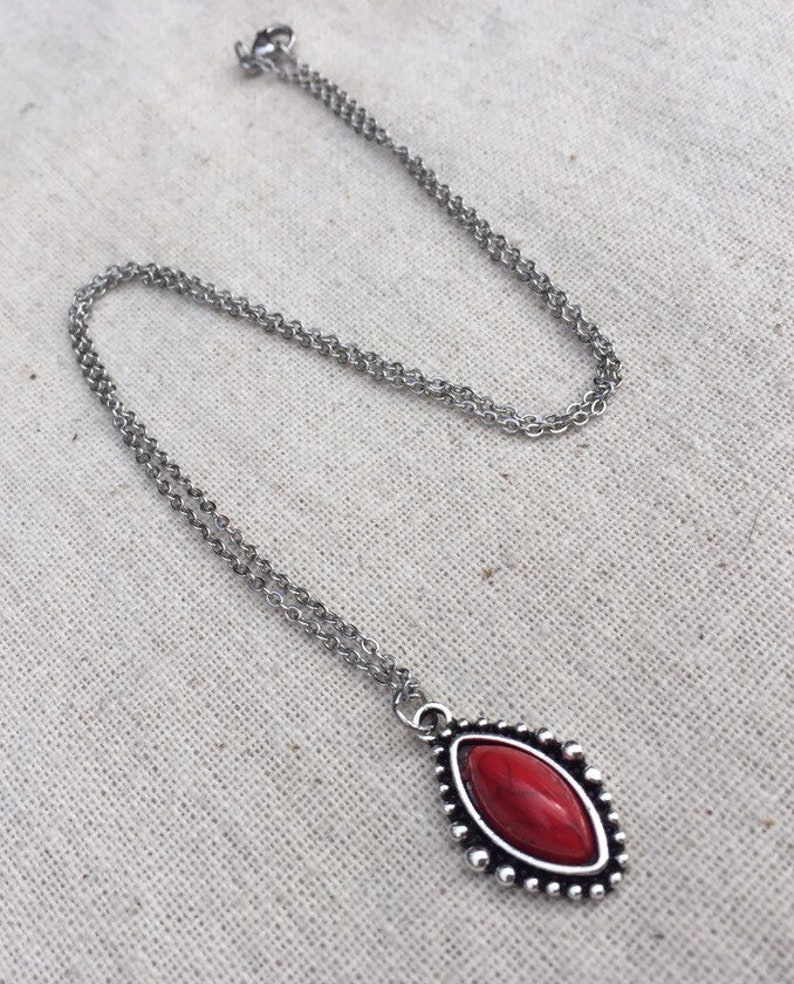 SALE Red Stone Necklace Turquoise Necklace Red Jewelry - Etsy