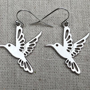 Silver Hummingbird Earrings - Hummingbird Dangle Earrings - Hummingbird ...