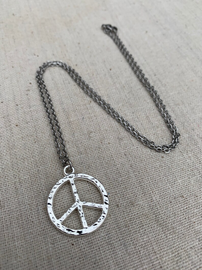 Peace Sign Necklace - Silver Peace Necklace - Peace Sign Gifts - Peace ...
