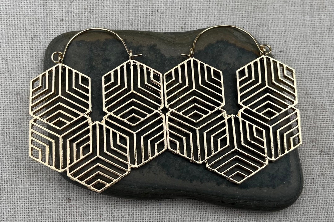 SALE Modern Gold Hoops Gold Geometric Hoops Gold - Etsy