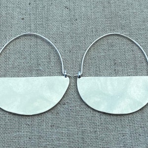 Silver Half Moon Hoops - Hammered Silver Hoops - Modern Hoop Earrings ...