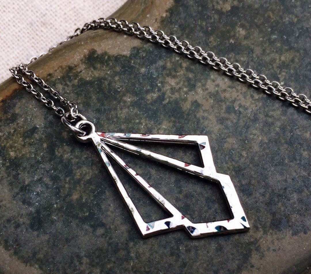 Silver Geometric Necklace - Modern Silver Necklace - Art Deco Necklace ...
