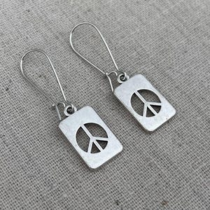 Peace Sign Earrings - Silver Peace Earrings - Peace Sign Dangle ...
