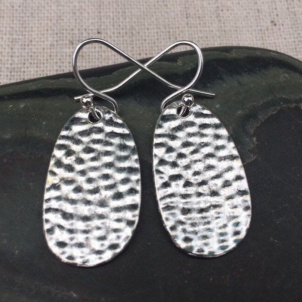 Hammered Silver Earrings - Etsy