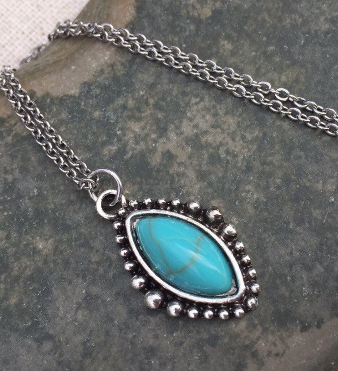 SALE - Turquoise Stone Necklace - Turquoise Jewelry - Turquoise Pendant ...