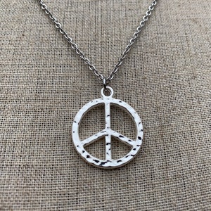 SALE - Peace Sign Necklace - Silver Peace Pendant - Peace - Peace Sign ...