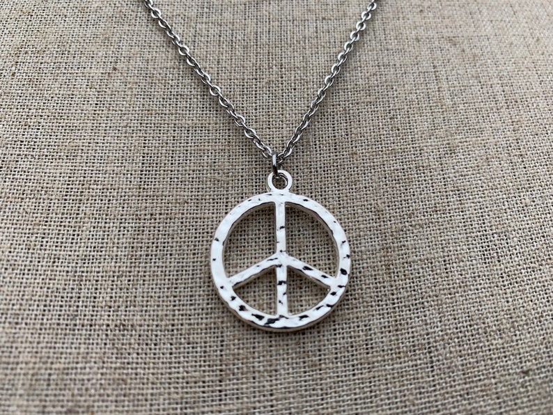 Peace Sign Necklace - Silver Peace Necklace - Peace Sign Gifts - Peace ...