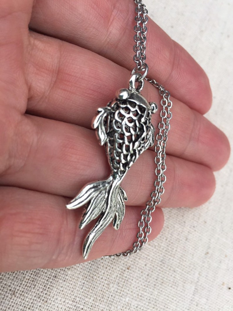 SALE Koi Fish Necklace Silver Fish Necklace Unique Fish | Etsy