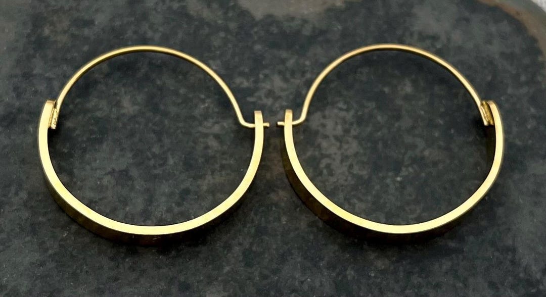 Little Gold Hoops - Modern Hoop Earrings - Mod Minimalist Hoops - Small ...