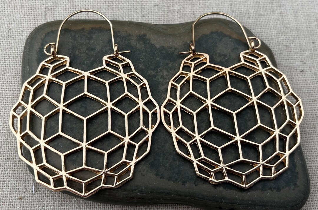 Big Modern Gold Hoops - Gold Statement Hoops - Gold Geometric Hoops ...