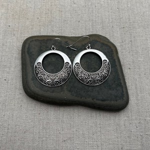 Boho Hoop Earrings - Silver Boho Earrings - Silver Hoop Earrings ...