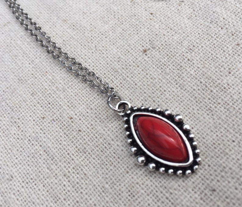 SALE Red Stone Necklace Turquoise Necklace Red Jewelry - Etsy