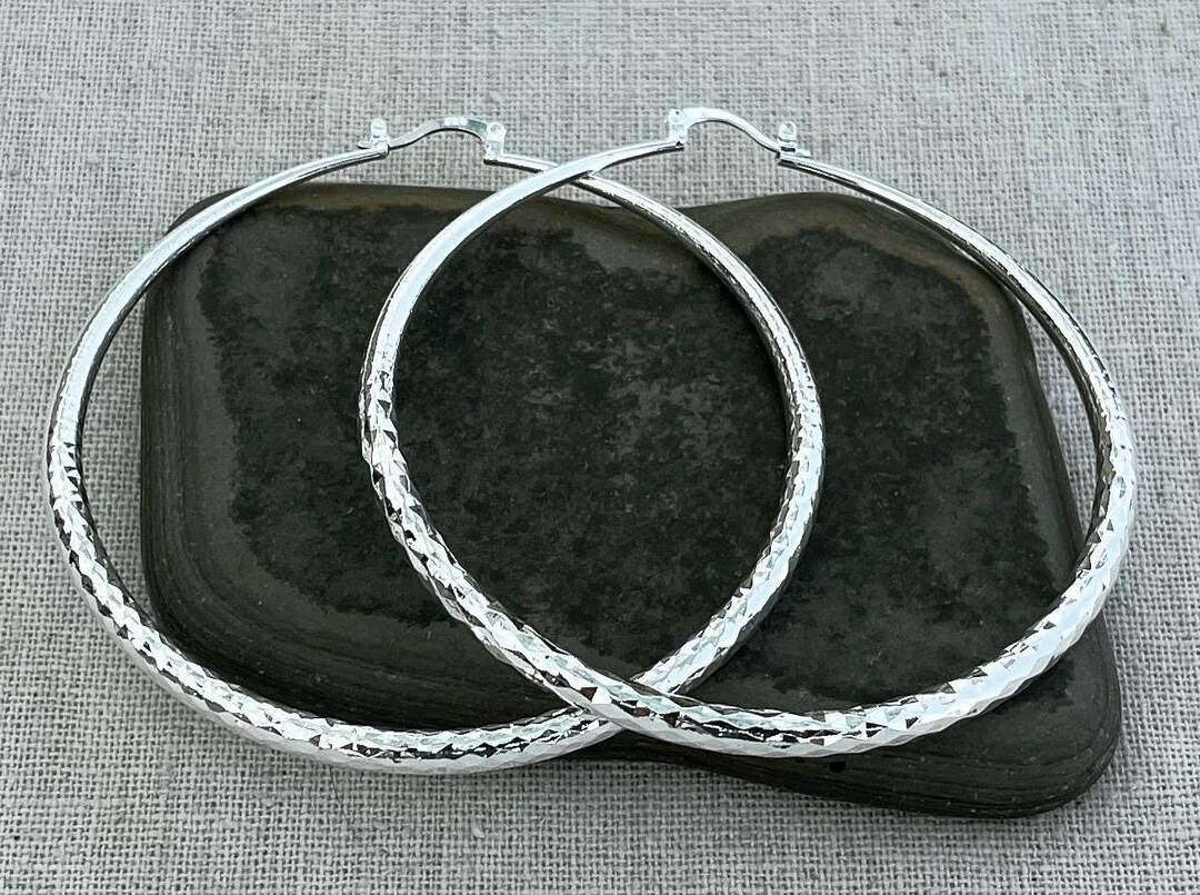 Large Silver Hoops - Sterling Silver Hoops - Modern Hoops - Statement ...