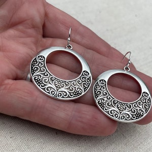 Boho Hoop Earrings - Silver Boho Earrings - Silver Hoop Earrings ...