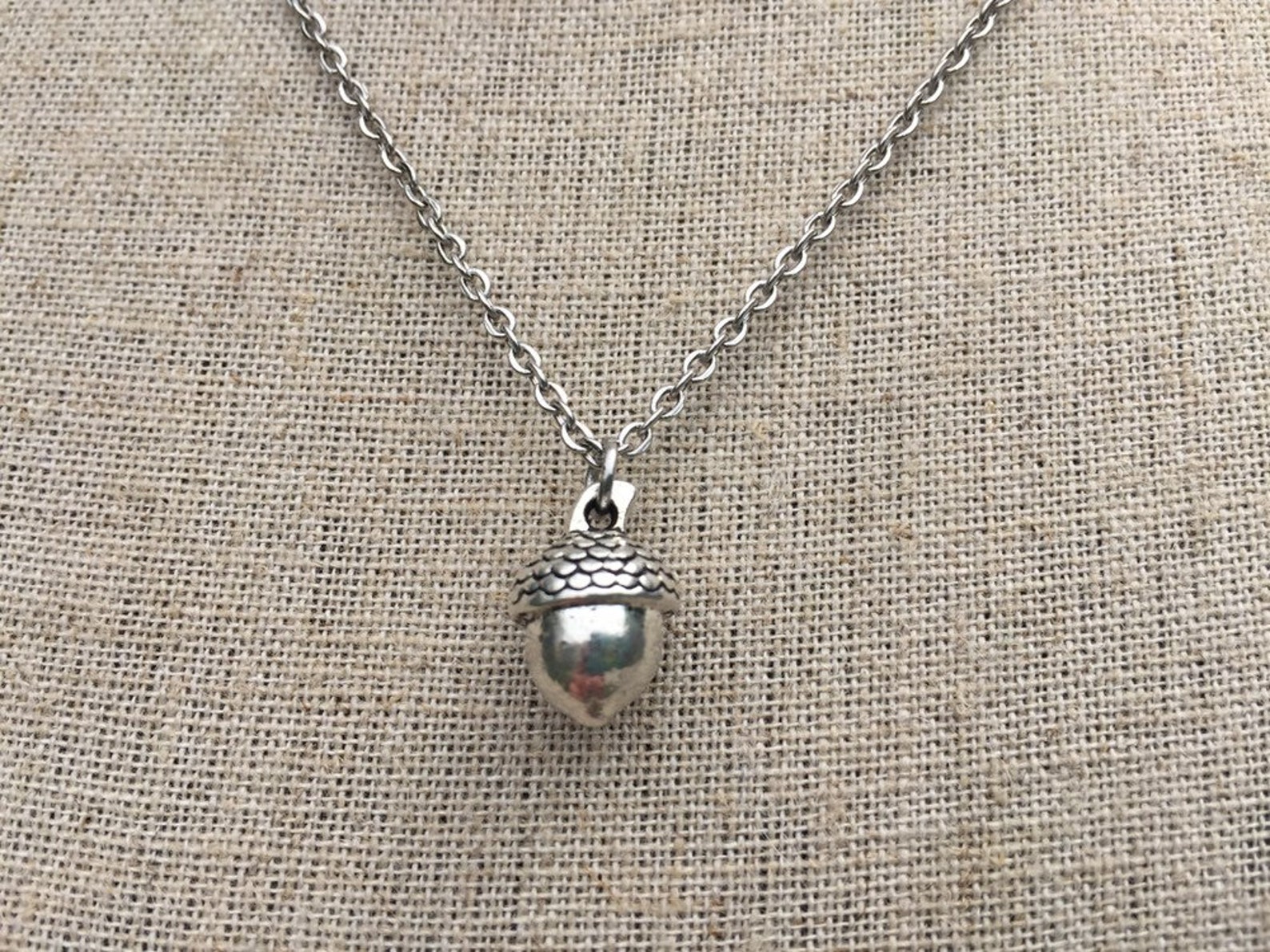 SALE Silver Acorn Necklace Silver Acorn Pendant Acorn | Etsy