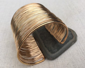 Gold Wire Bangle | Etsy