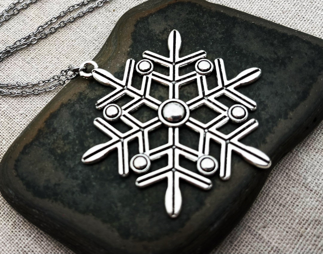 Silver Snowflake Necklace - Snowflake Statement Necklace - Large ...
