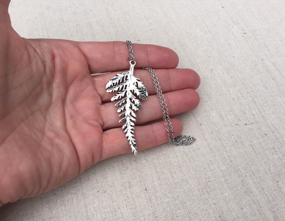 SALE Fern Leaf Necklace Big Fern Jewelry Silver Fern | Etsy
