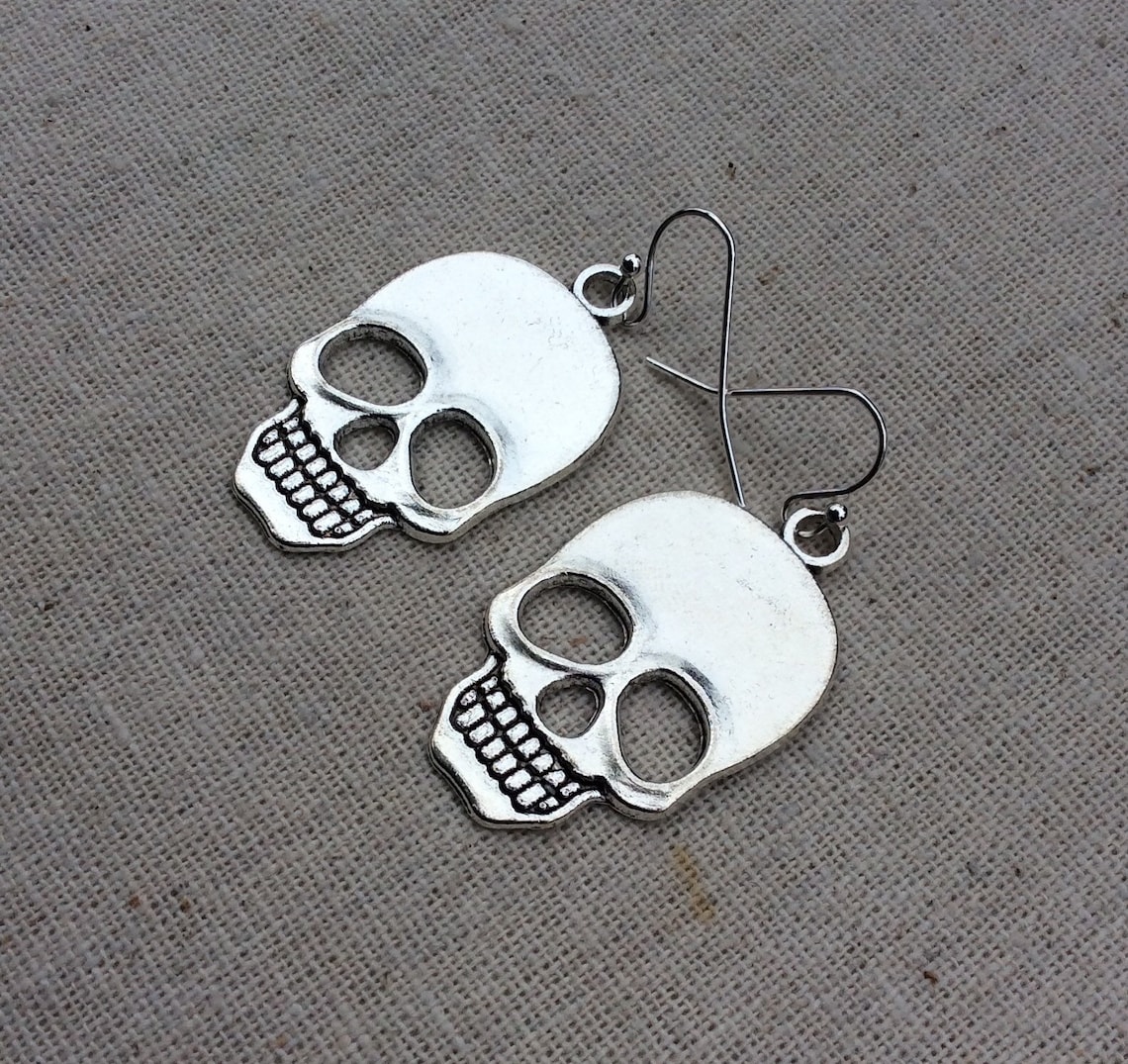 Skeleton Dangle Earrings - Silver Skull Earrings - Skeleton Jewelry ...