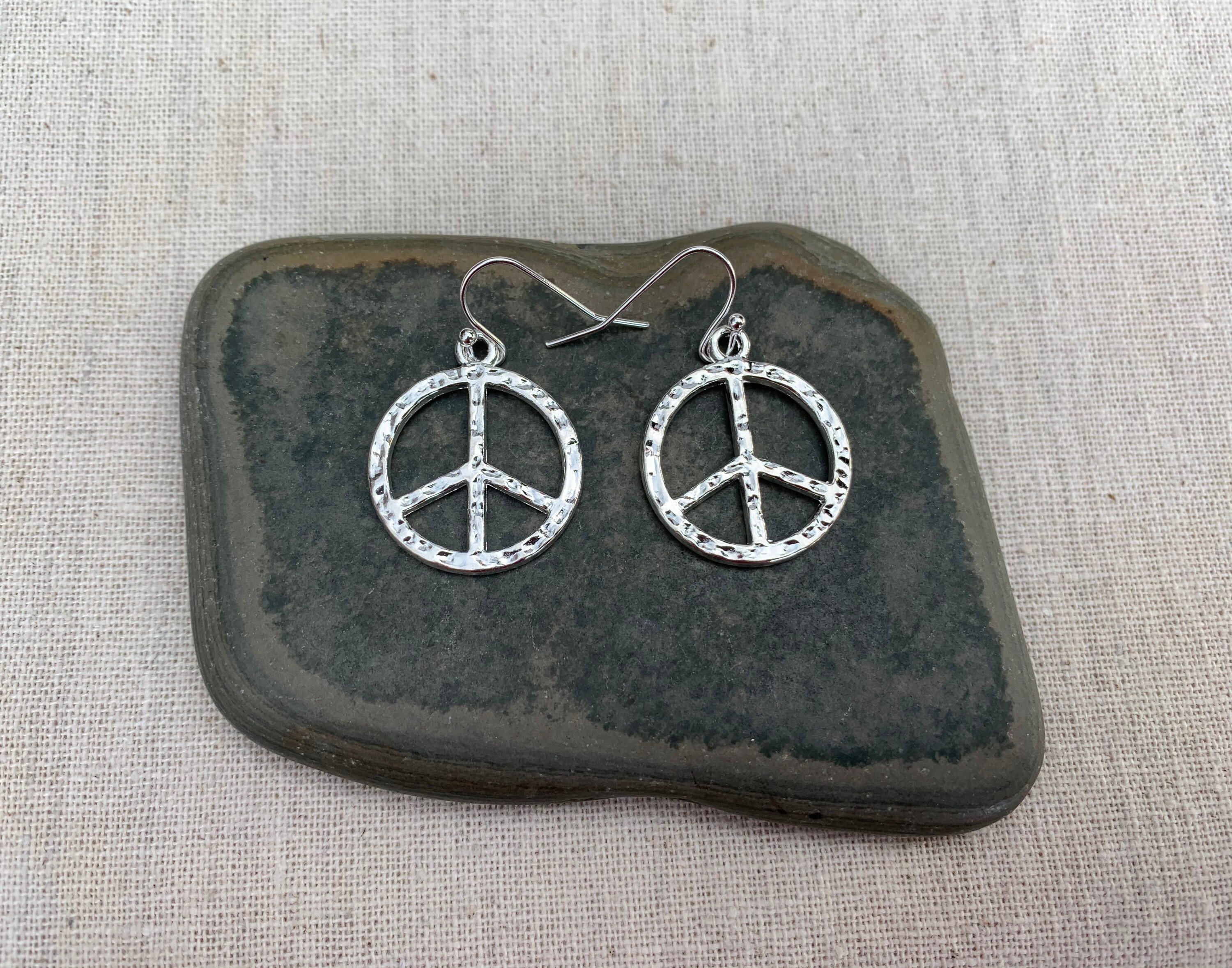 SALE Silver Peace Earrings Peace Sign Earrings Peace | Etsy