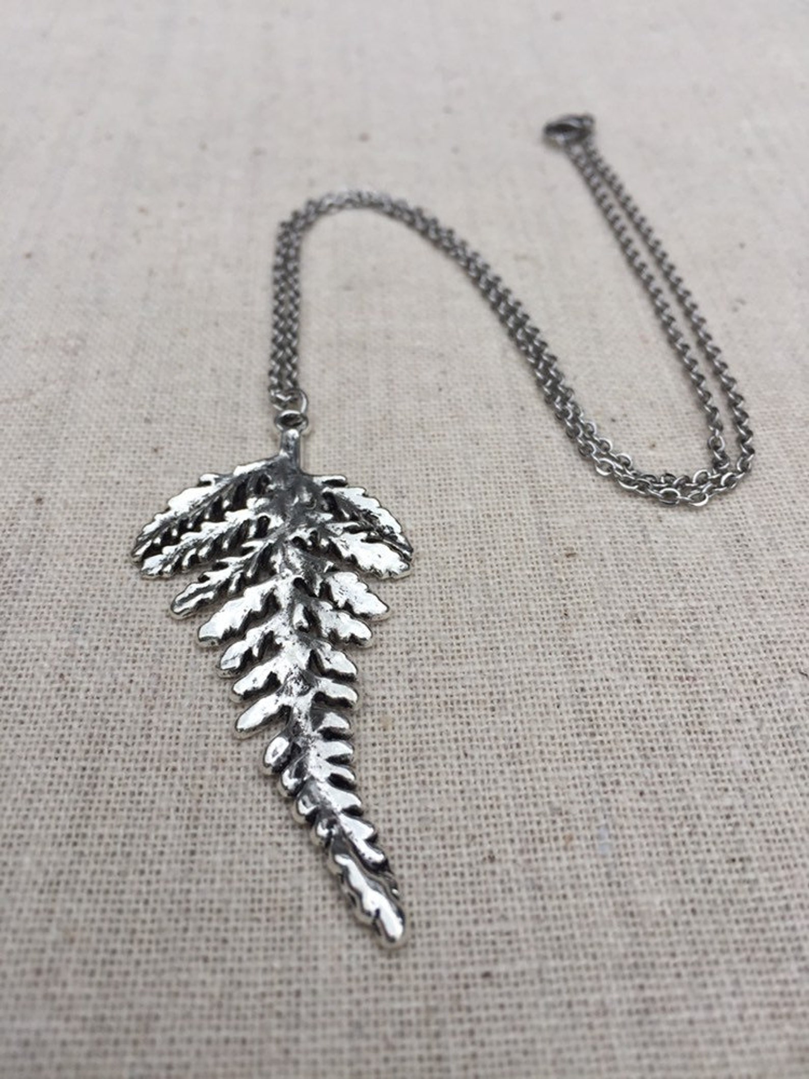 SALE Fern Leaf Necklace Big Fern Jewelry Silver Fern - Etsy