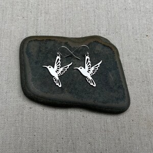 Silver Hummingbird Earrings - Hummingbird Dangle Earrings - Hummingbird ...