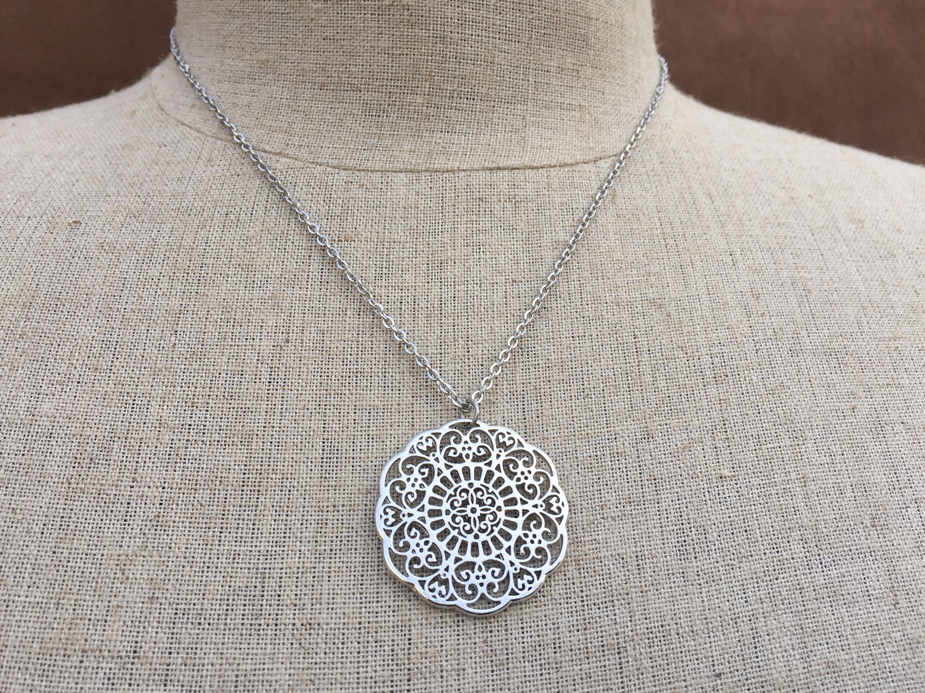 SALE Filigree Necklace Mandala Necklace Unique Necklace | Etsy