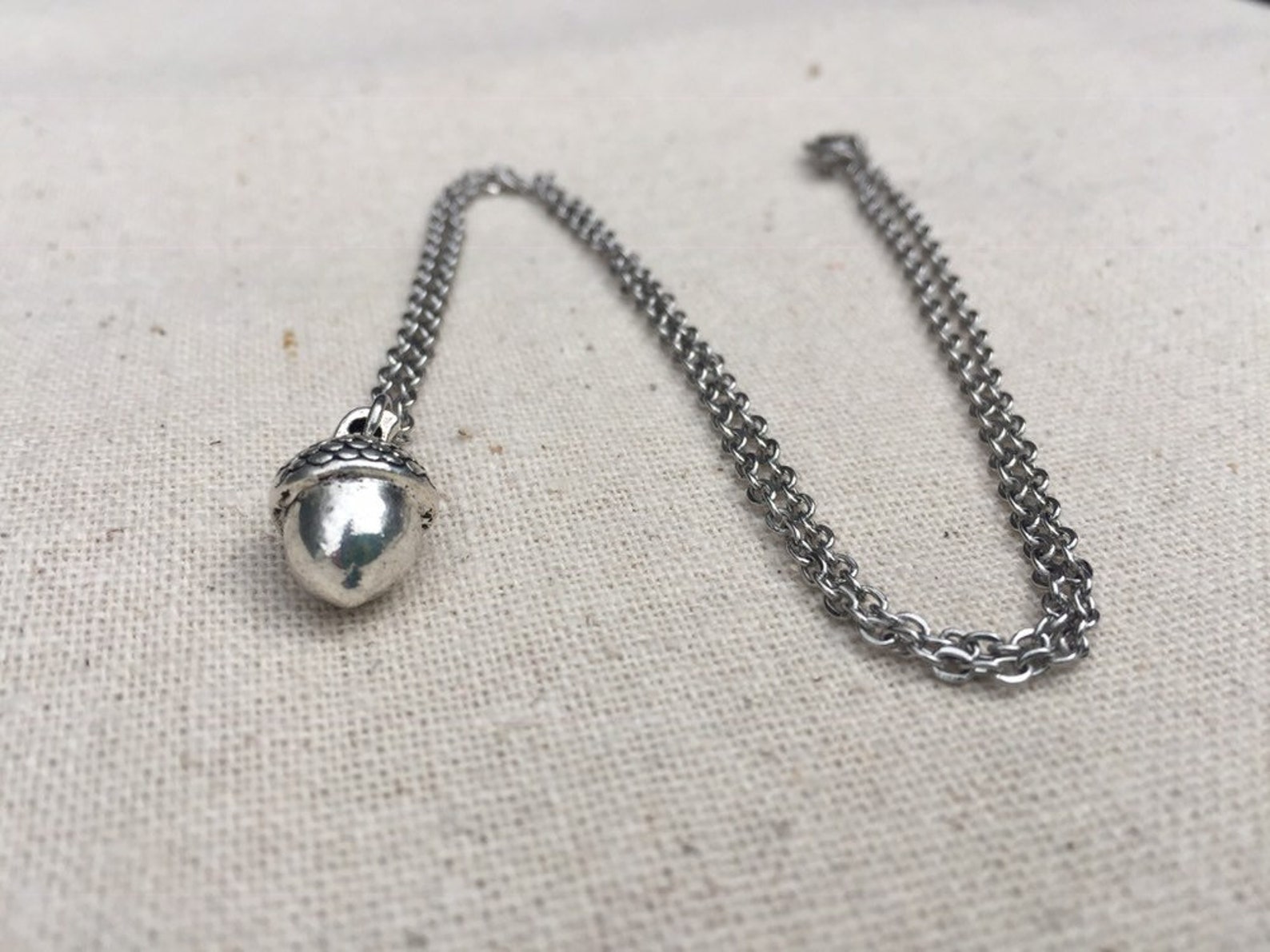 SALE Silver Acorn Necklace Silver Acorn Pendant Acorn | Etsy