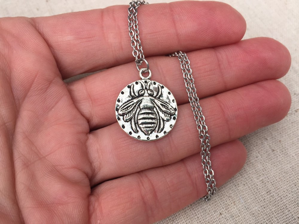 SALE Silver Bee Pendant Silver Bee Necklace Bee Jewelry | Etsy