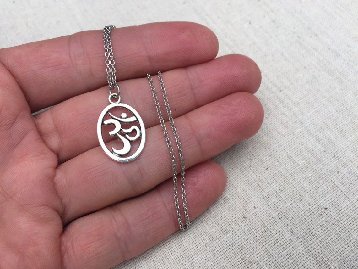 Dainty Ohm Necklace - Silver Ohm Necklace - Yoga Necklace - Yoga ...