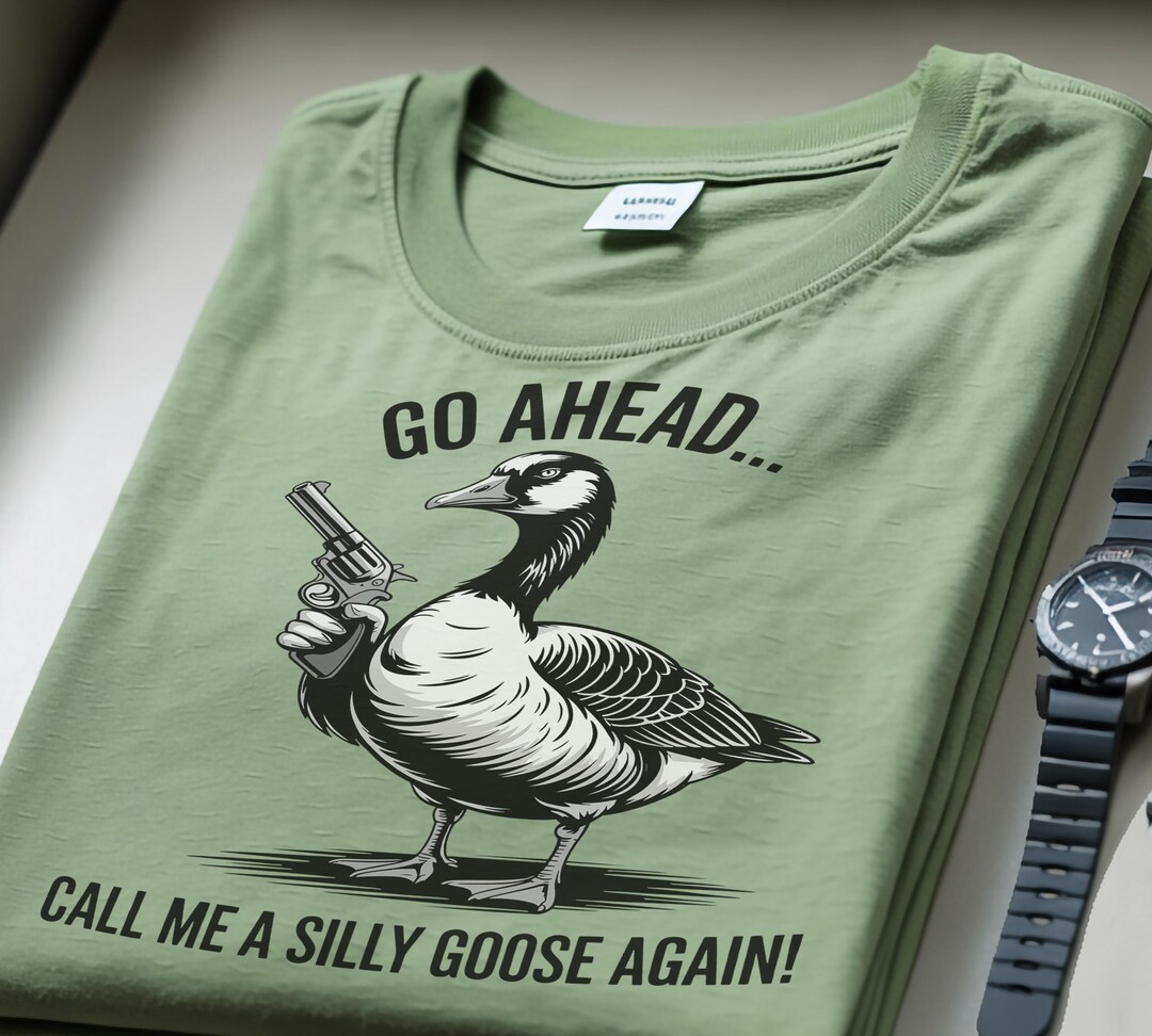 Funny Goose With a Gun T-shirt, Quirky Animal Shirt, Humorous Bird With ...