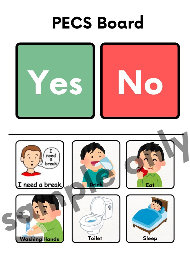 Printable PECS Communication Board: Yes/no Visuals (digital Download ...